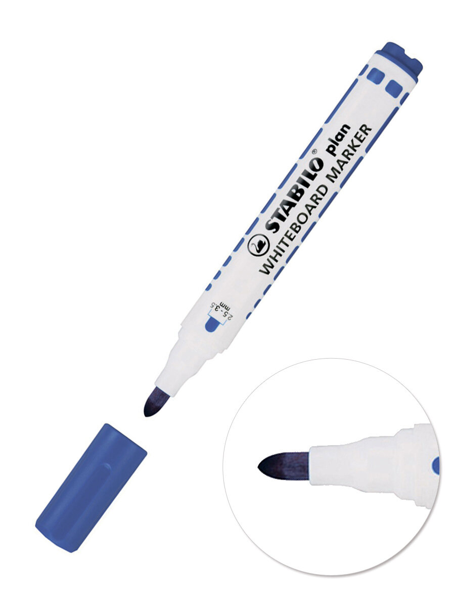 Маркер для доски Stabilo "Plan", пулевидный наконечник 2,5-3,5 мм, 641/41, синий
