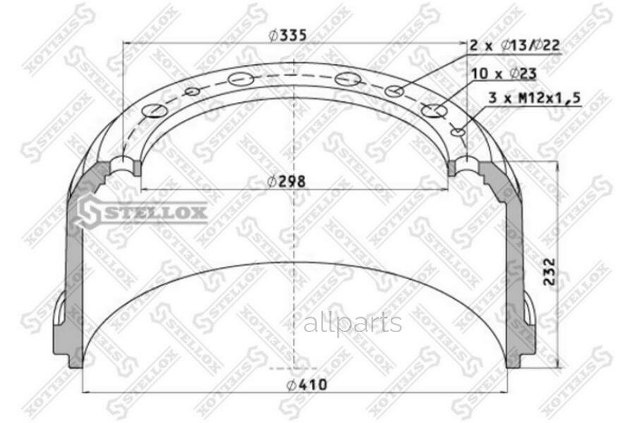 STELLOX 8500019SX торм. барабан! 410x180\ SHAANXI F2000/F3000, MAN F2000/90/M2000/90/TGA