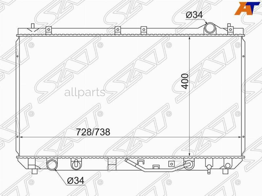 SAT TY0003-MCV20 Радиатор Toyota Camry (XV20) 96-02 / Lexus ES 96-01 / Toyota Camry 96-01 / Camry UAE/USA 96-01 / Mar