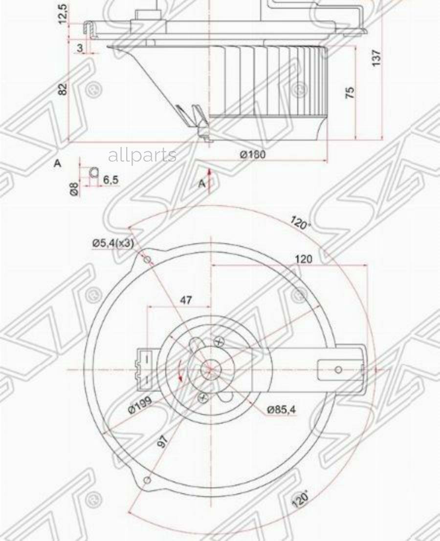 SAT ST-87103-51010 Мотор отопителя салона (Правый руль) Toyota Harrier (XU10) 97-03 / Aristo 97-04