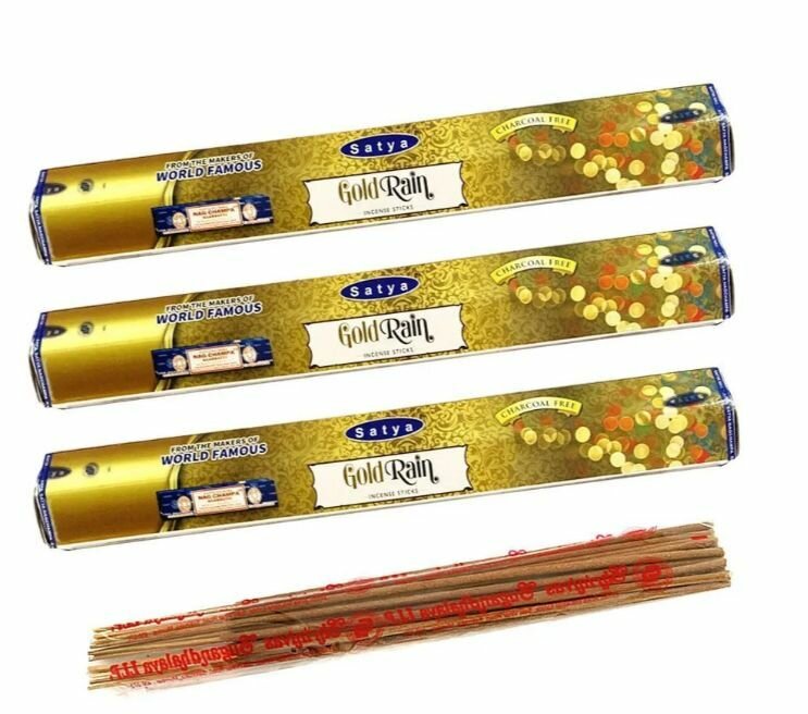 Satya Благовоние Gold Rain Шестиугольная серия, 3 упак
