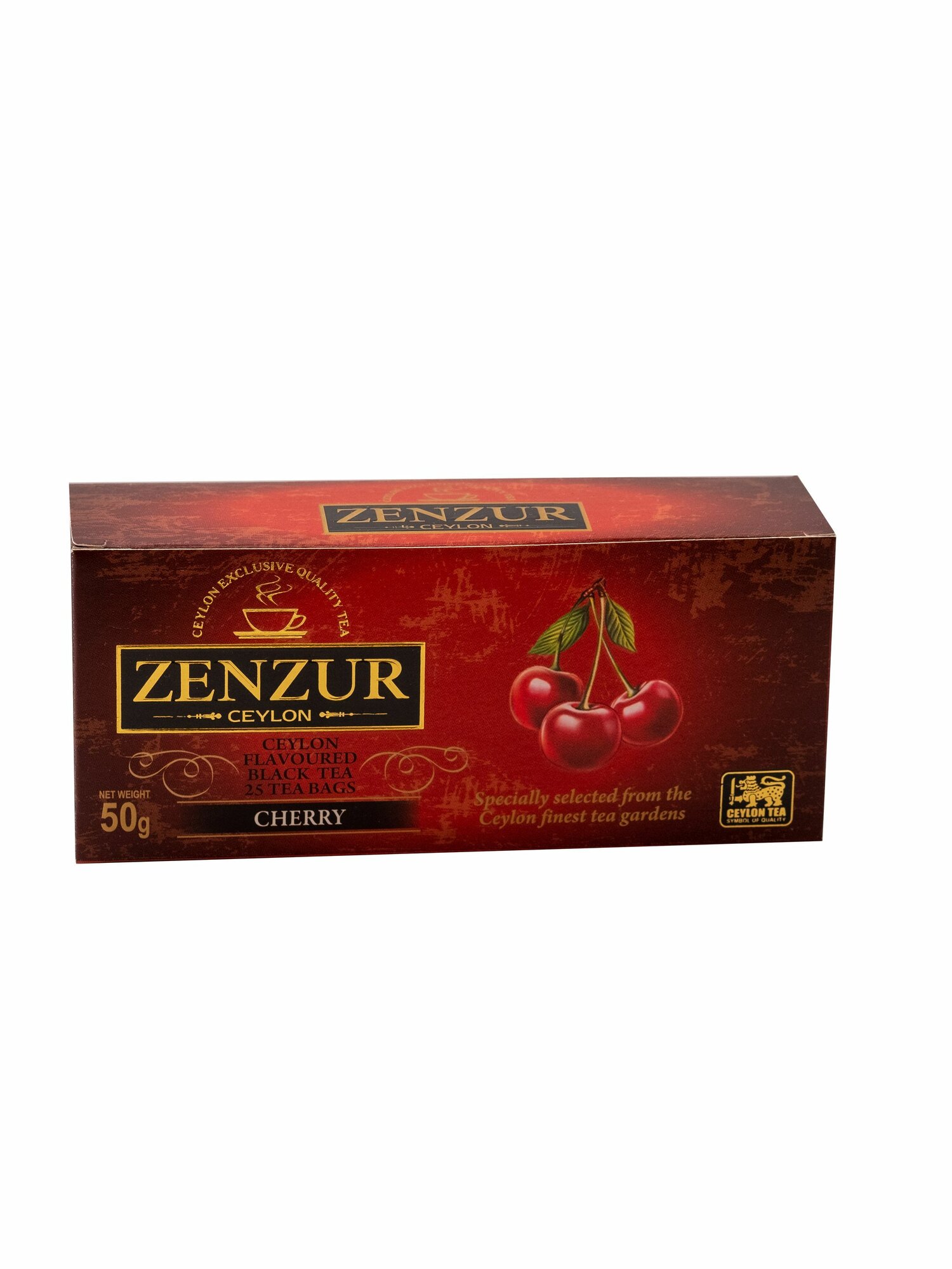 ZENZUR Черный чай в пакетиках с вишней 25 штук Шри-Ланка