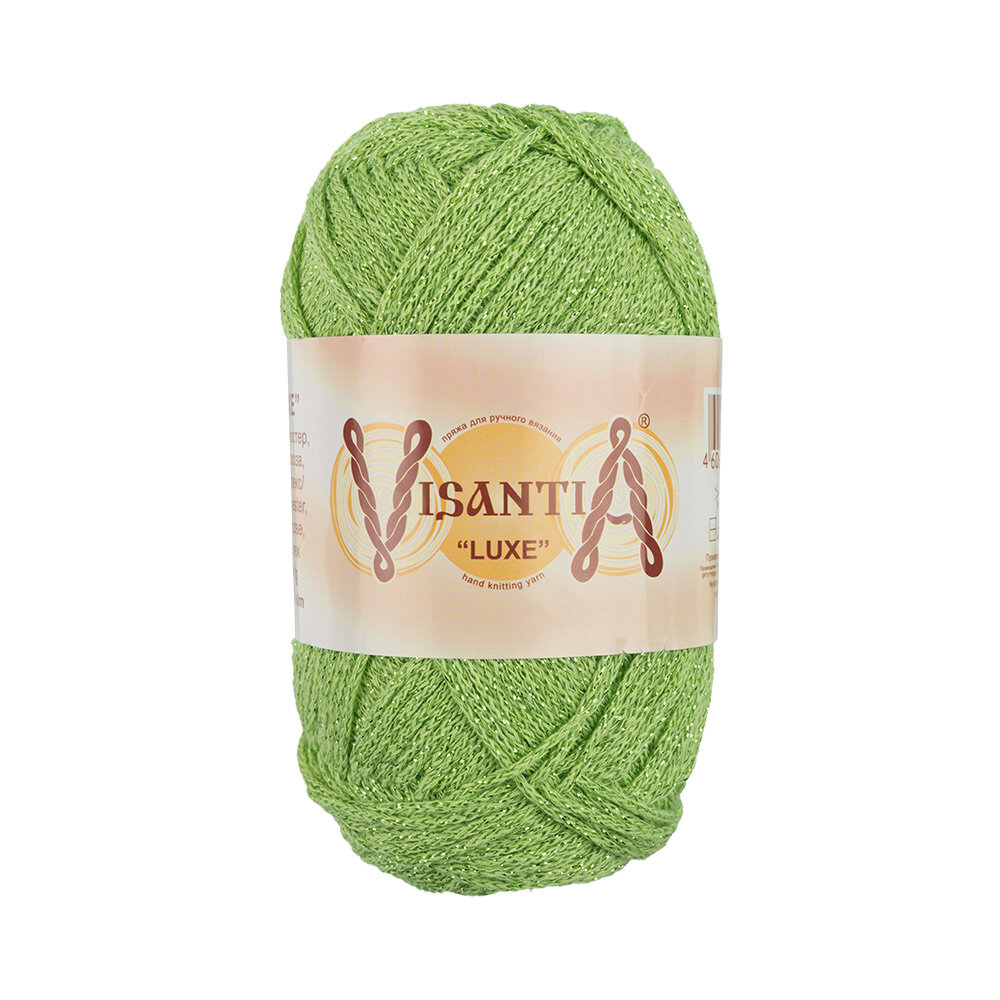 Пряжа VISANTIA "LUXE" 50% полиэстер, 35% вискоза, 15% люрекс 100 г 240 м №11 зелёный