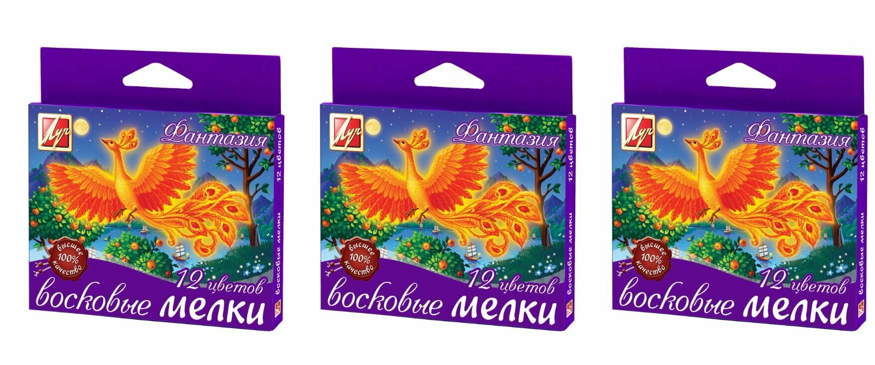 Луч Набор восковых мелков Фантазия, 12 цветов, 3 уп