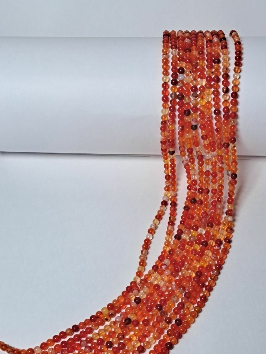 Бусины для рукоделия из натурального камня Агат, 4-4,5 мм