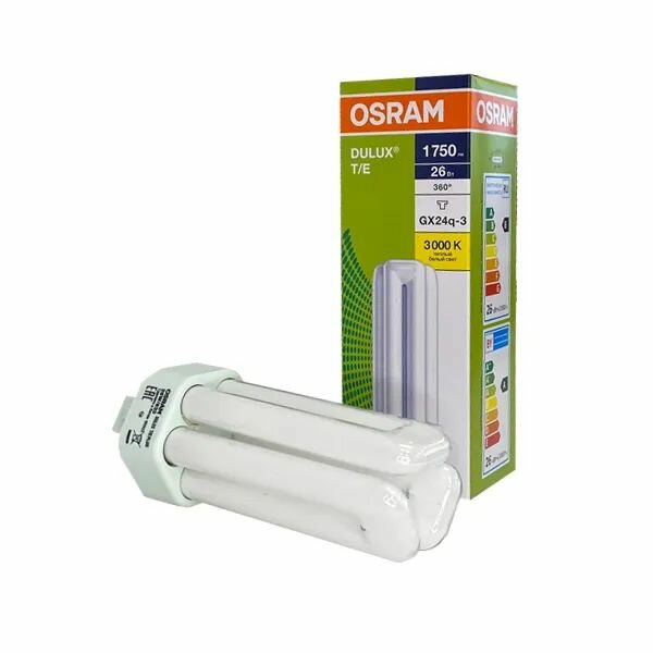 1шт/уп. Лампа Люминесцентная Dulux 26Вт 220V GX24q-3 1800Лм D-45mm L-132mm 3000K Свет Теплый белый OSRAM, уп. 1шт