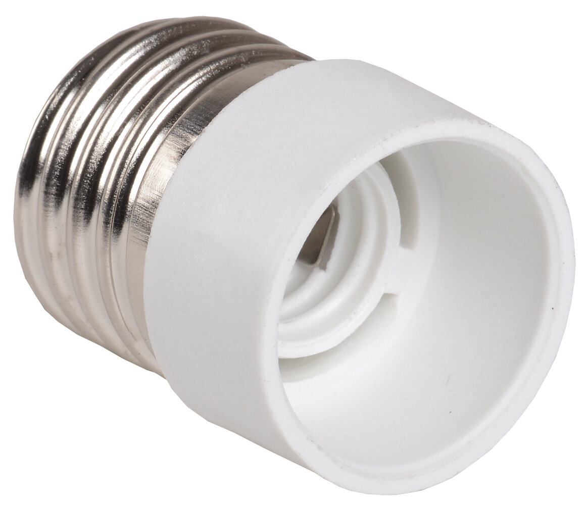 Переходник IEK пластик, цоколь Е27-Е14, белый