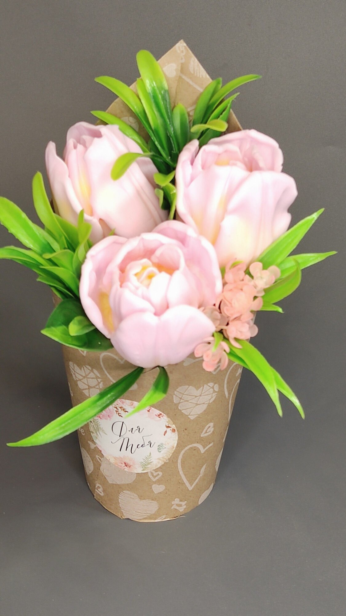 Букет из мыла ручной работы "Тюльпаны "Нежность" /подарок на день рождения/ 8 марта