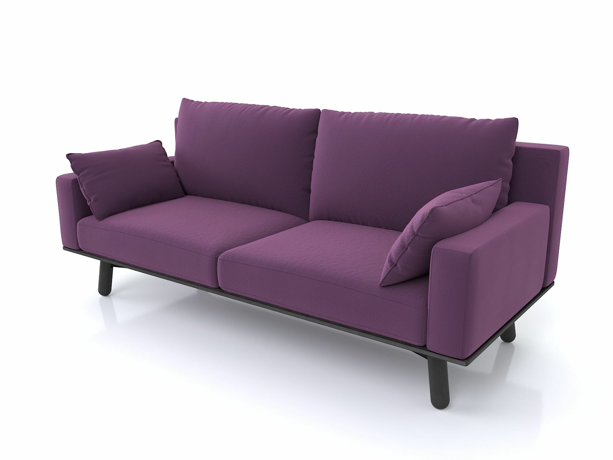 Прямой диван Arsko Колин, фиолетовый-венге, велюр, трехместный, мягкий, в гостиную, в прихожую, на балкон, на ножках