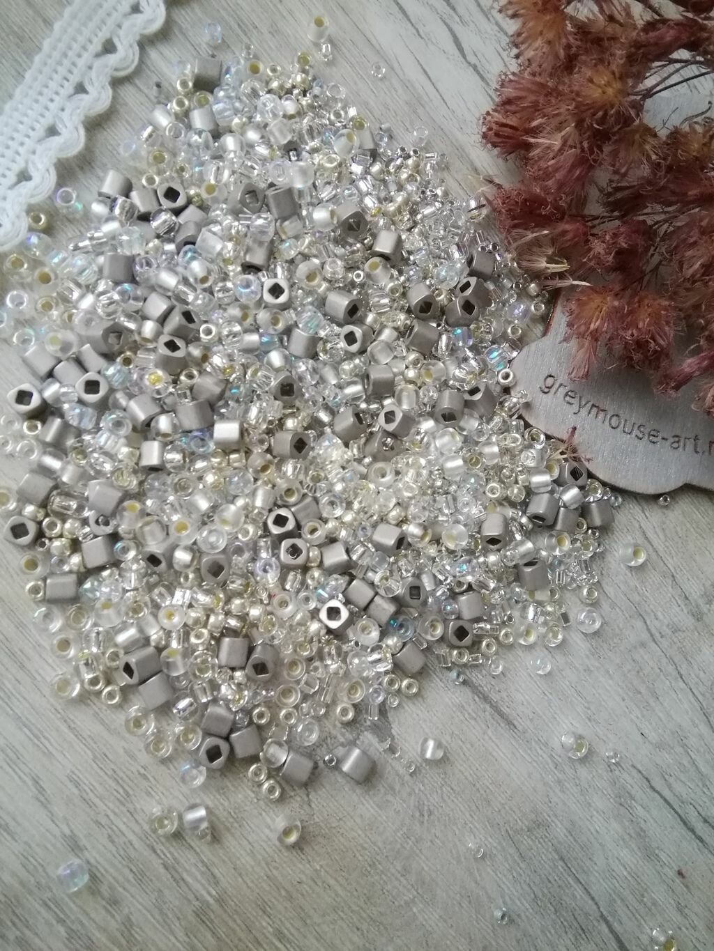 Бисер японский микс (Mix Toho) 3201 серебристо- белый, 20 грамм