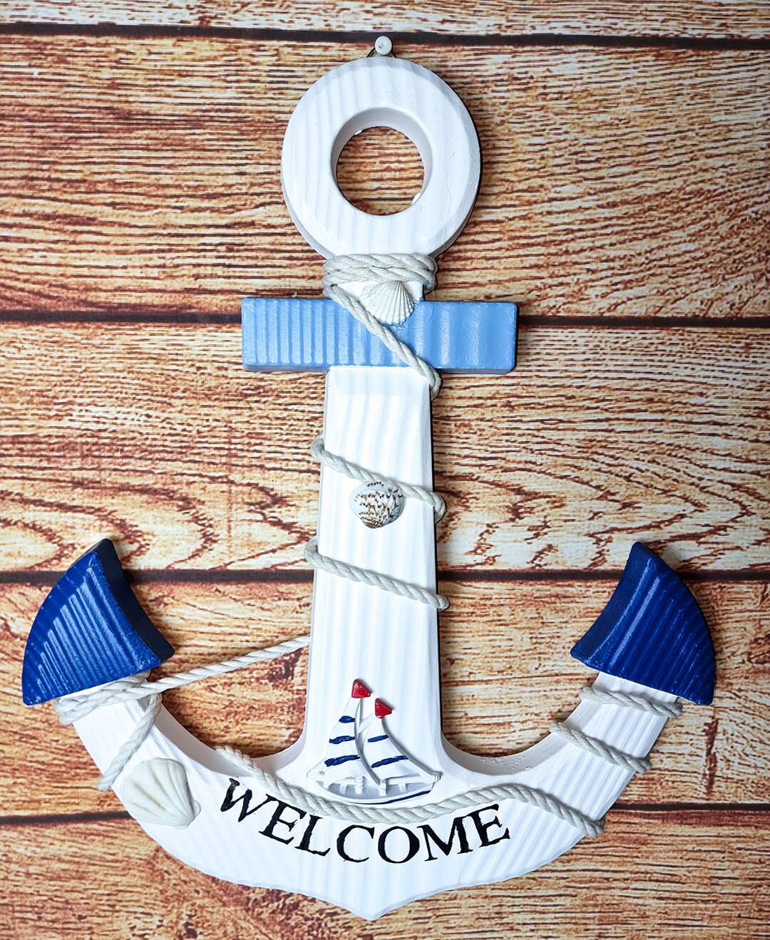 Декоративный Якорь 39х32 см, дерево, Welcome39