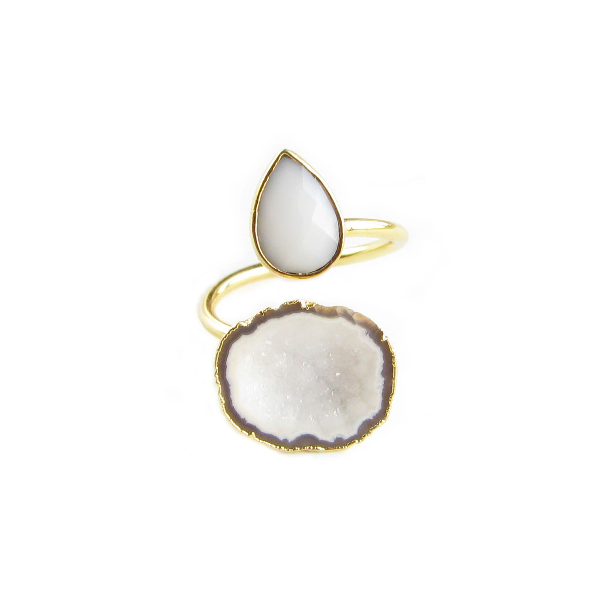 Кольцо, агат, кварц