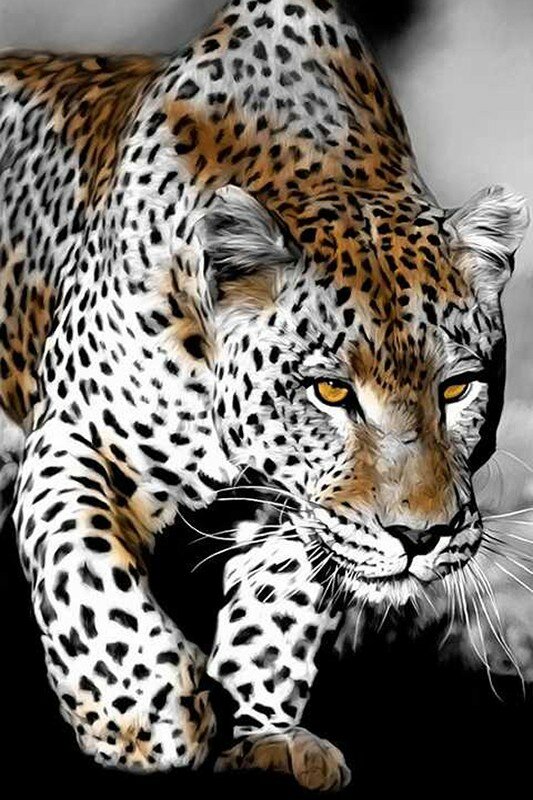 Набор Алмазное Хобби #Ah10041 Пронзительный взгляд леопарда, Алмазная Мозаика, 40 х 60 см
