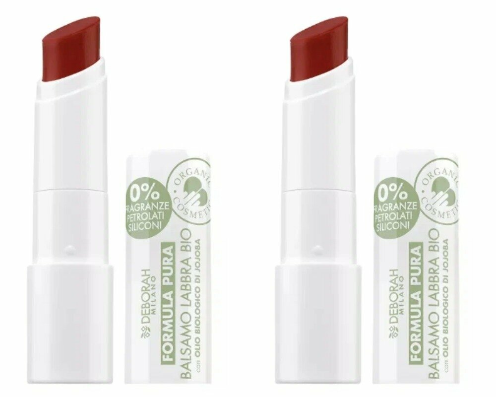 Помада-бальзам для губ Deborah Milano Formula Pura Lip Balm, тон 07 Кирпичный, 3,75 гр, 2 шт