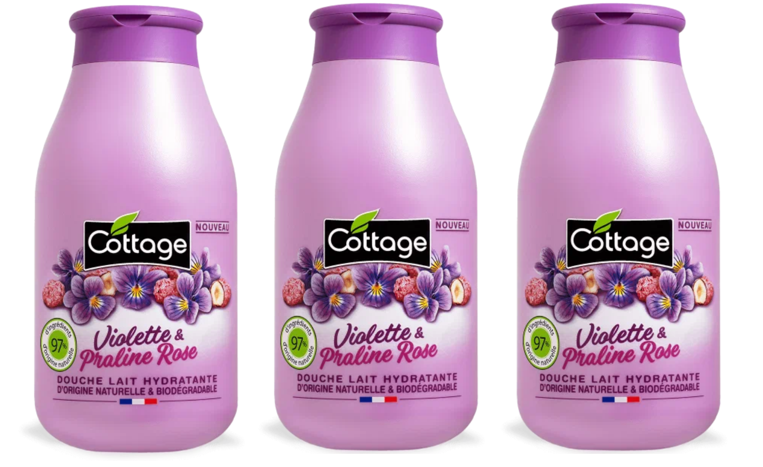 Cottage Молочко для душа увлажняющее Фиалка-пралине, 250 мл, 3 шт