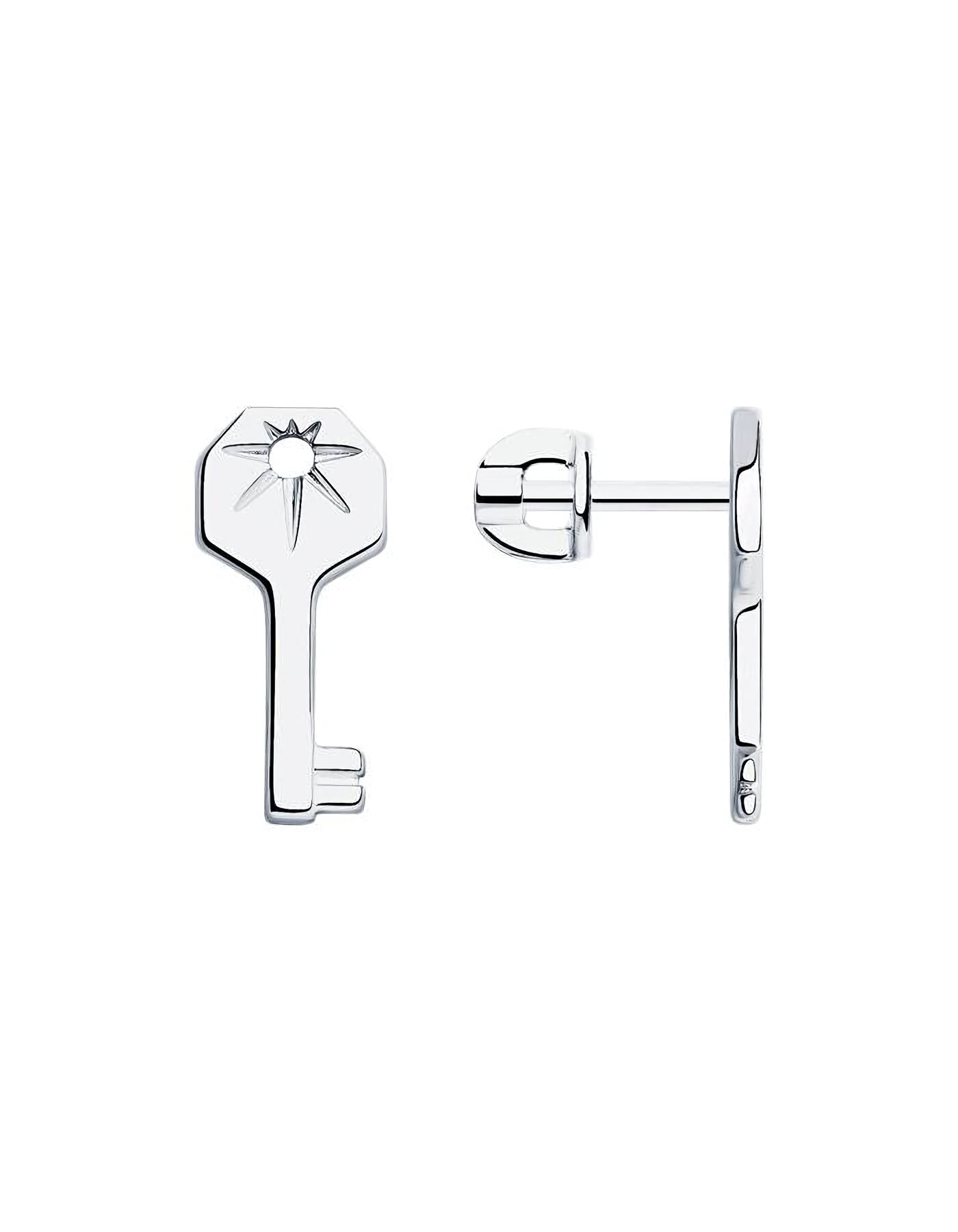 Серьги пусеты, серебро, 925 проба, родирование