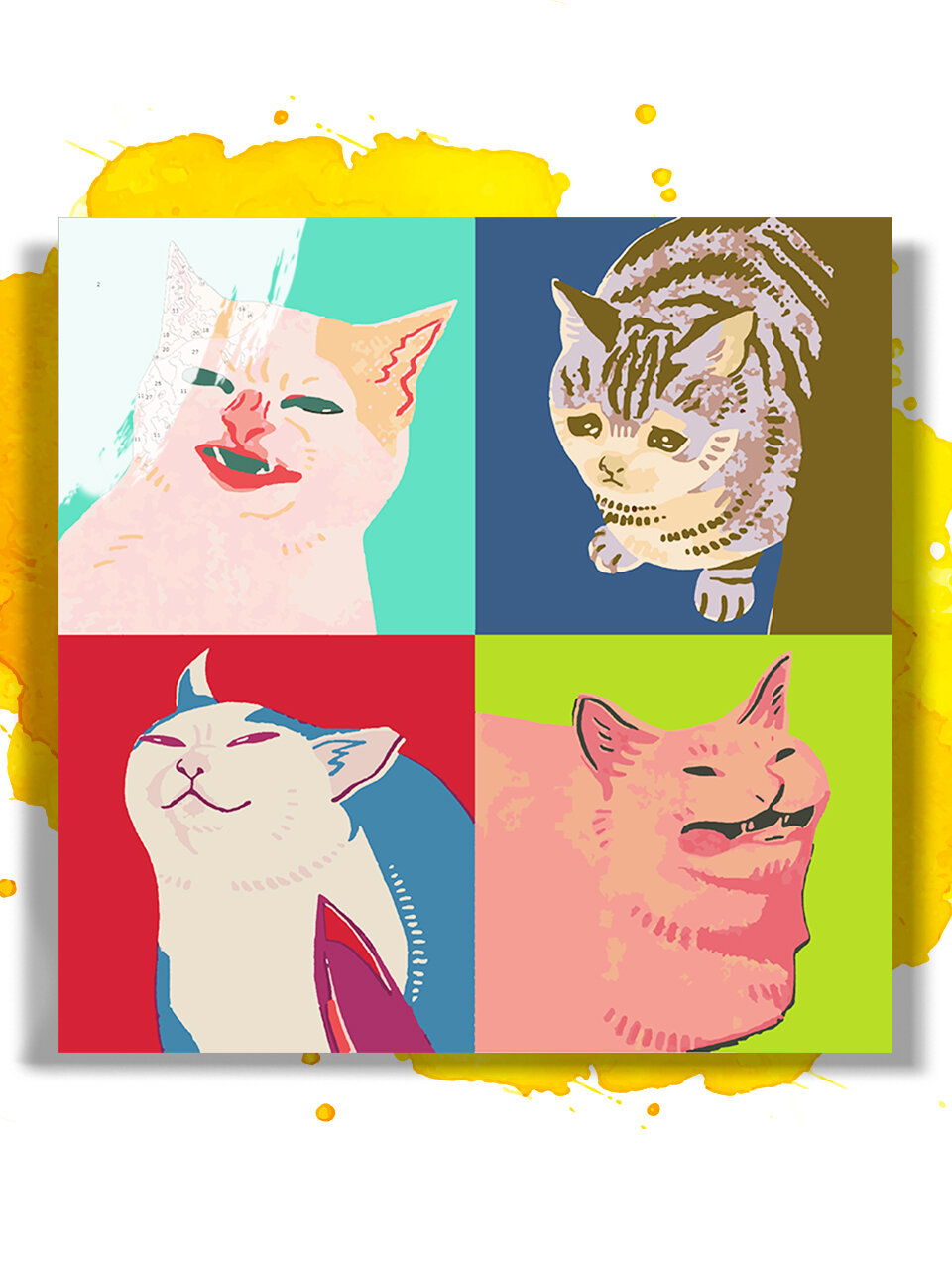 Картина по номерам на холсте Кот Мем Арт коллаж, 50 х 50 см
