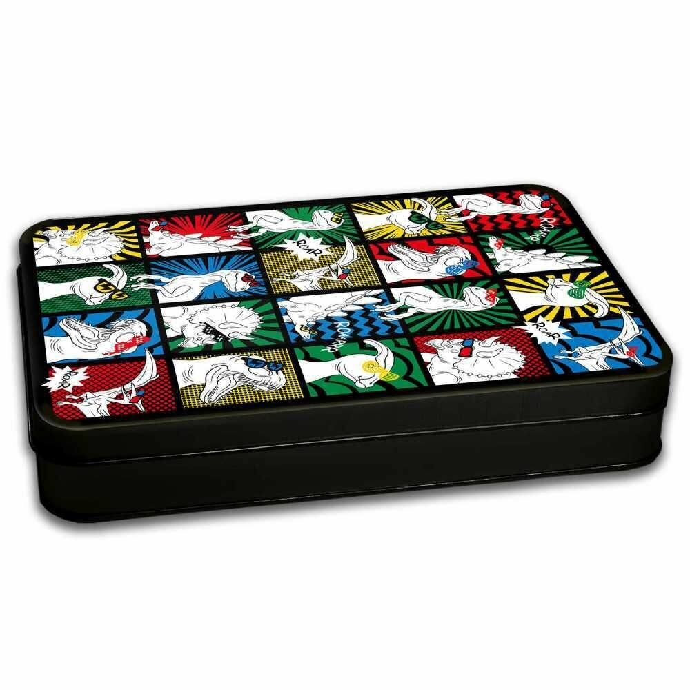 Пенал-органайзер школьный дино-комикс, без наполнения, 23,5x17,5x2 см, металл