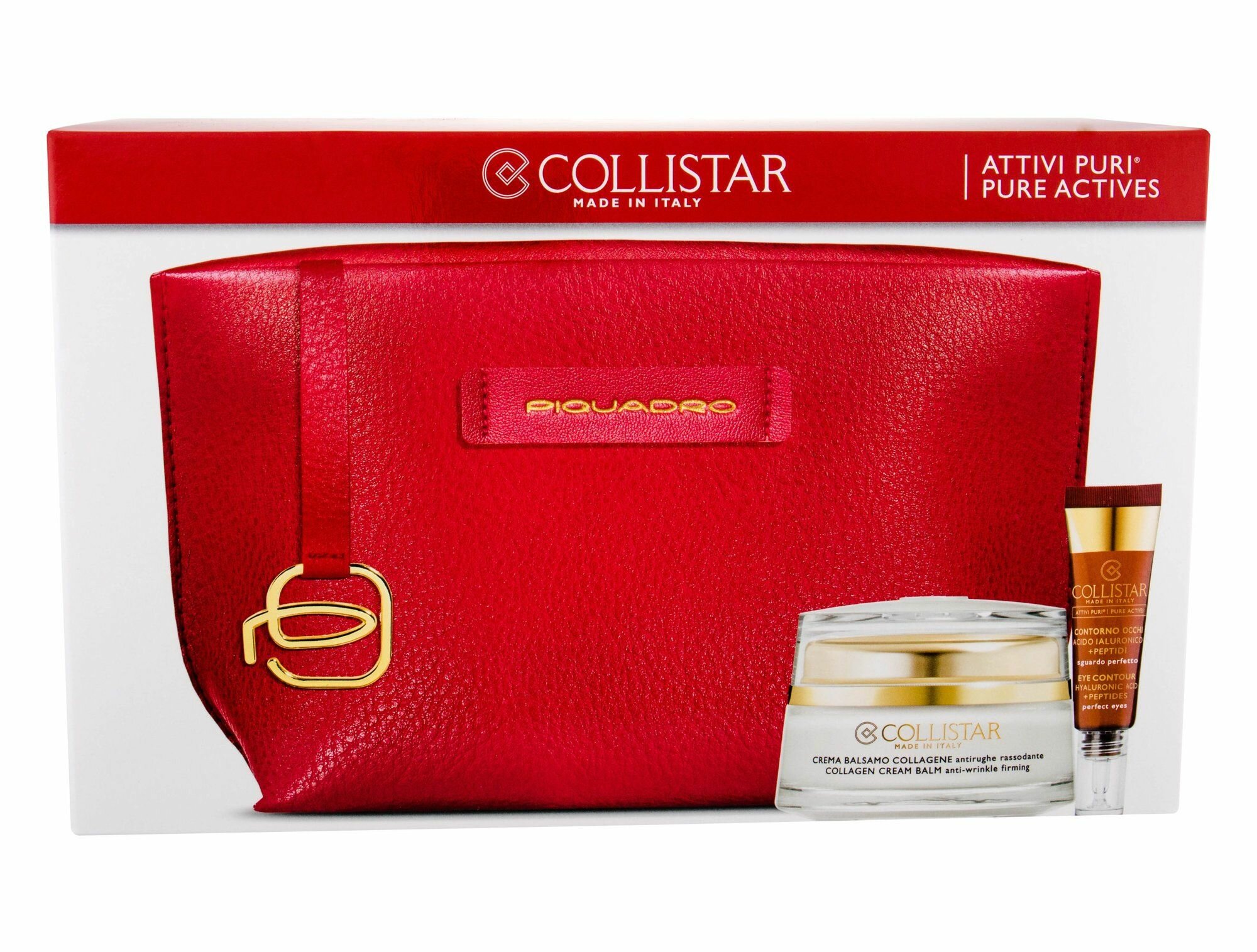Collistar - Набор: Коллаген 50 мл + Гиалуроновая кислота для контура глаз - Пептиды 5 мл + Косметичка
