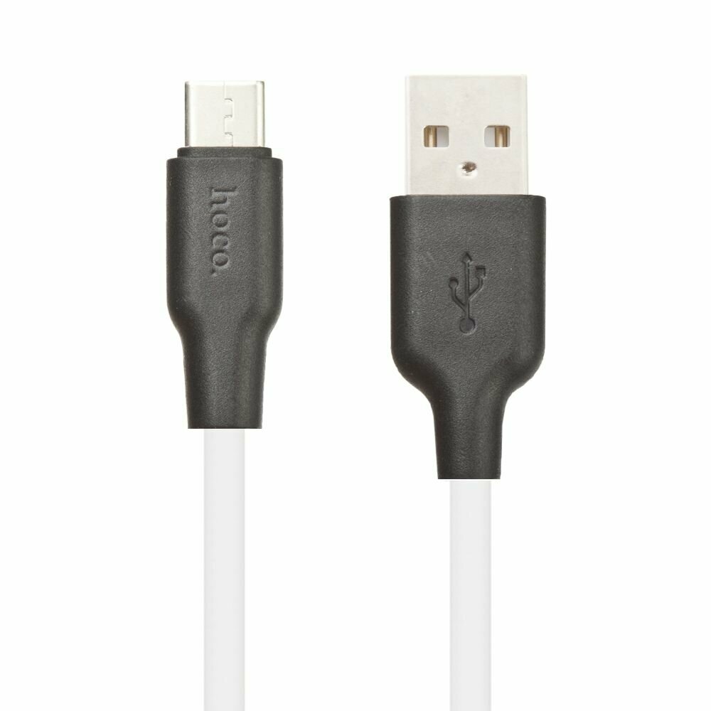 USB кабель HOCO X21 Plus Silicone Type-C, 3А, 1м, силикон (белый/черный)