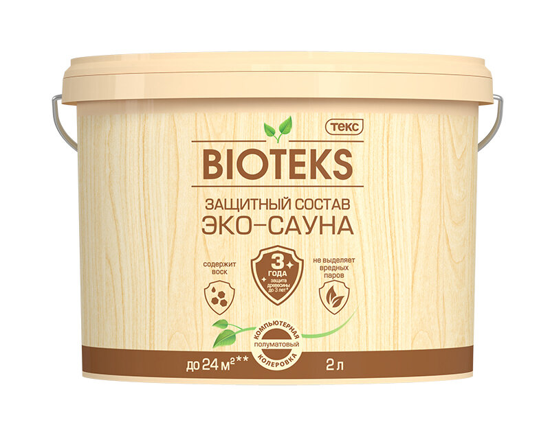 Защитный состав Текс Эко-Сауна BIOTEKS AD полуматовый 2,0л