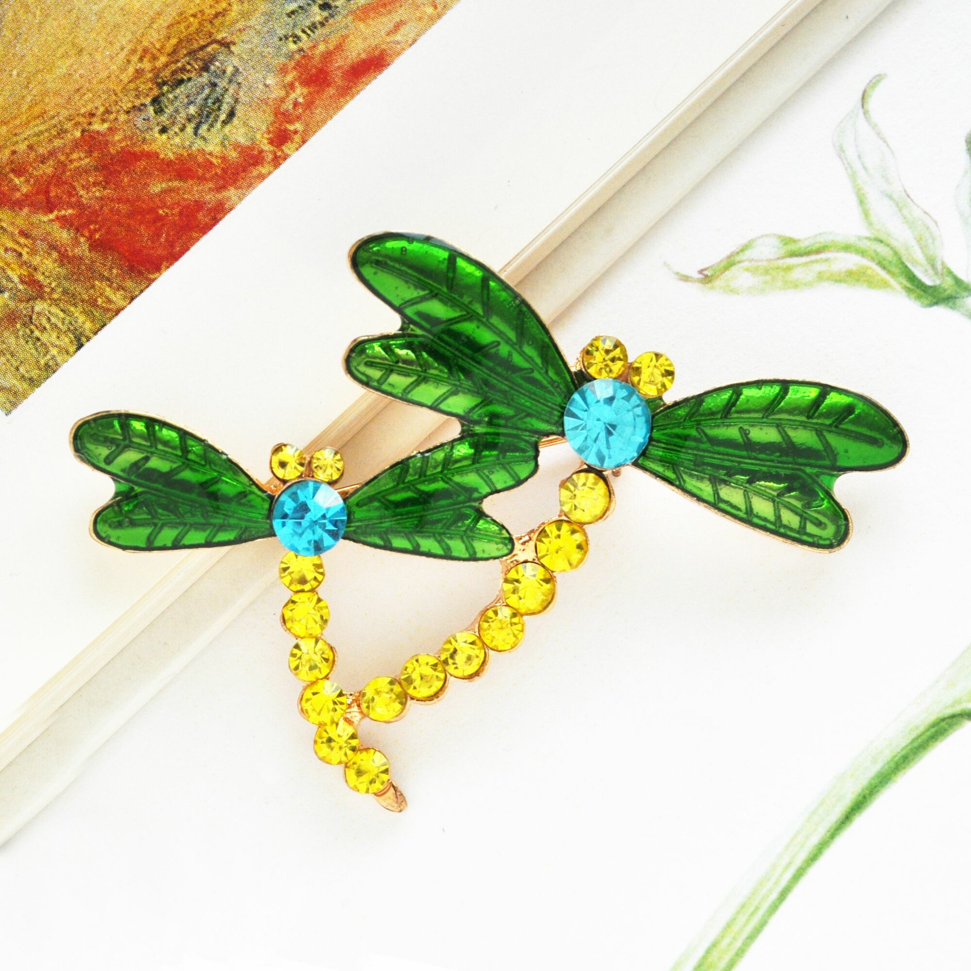 Брошь, эмаль, стразы