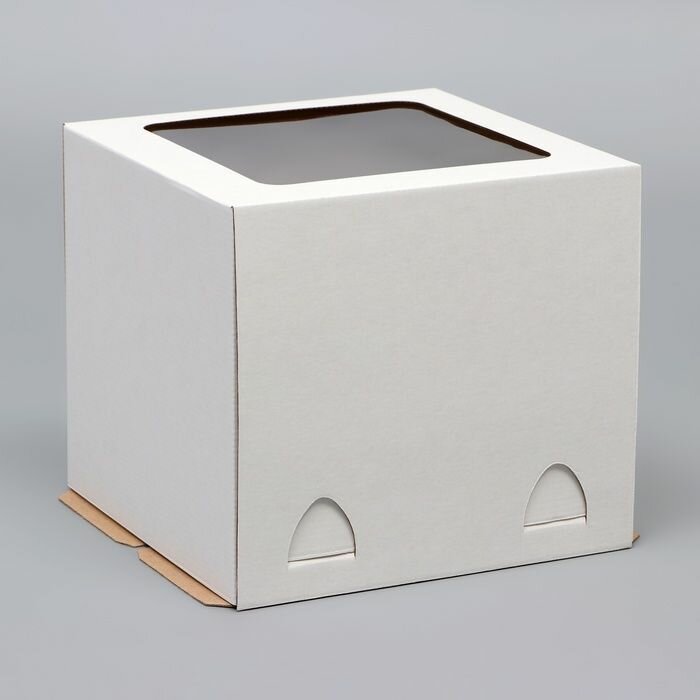 Коробка под торт, с окном, без ручек, белая, 24 х 24 х 22 см