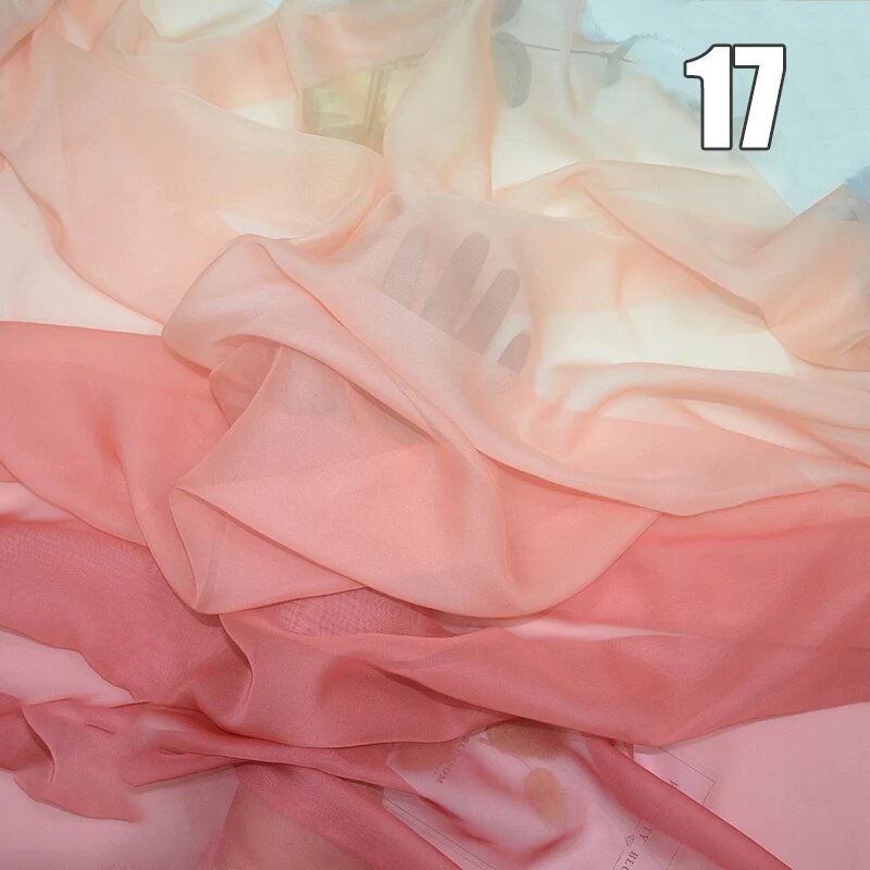 Шифоновая ткань с градиентом цветов радуги 1/2/3/5 м Розовый, 5M, 17
