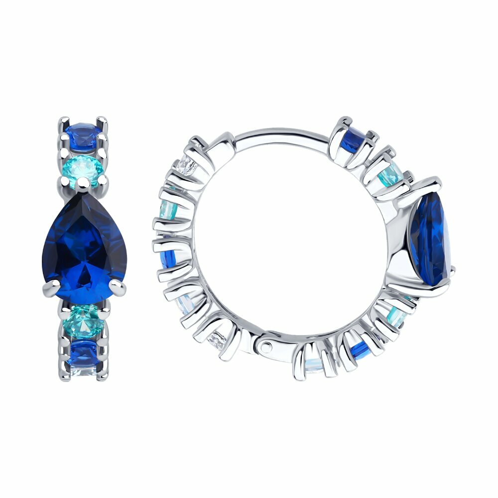 Серьги, серебро, 925 проба, родирование, фианит