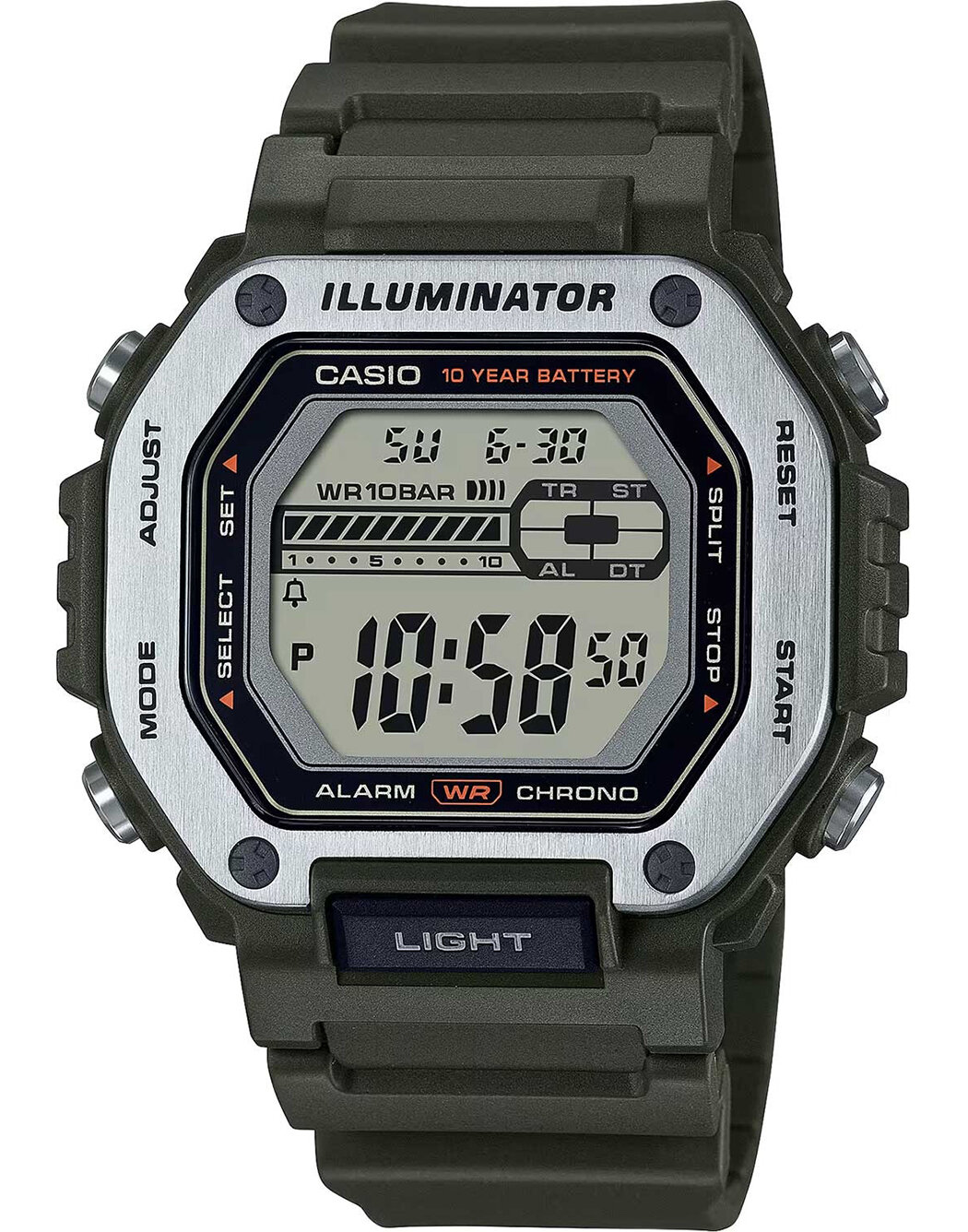 Наручные часы CASIO, зеленый, серебряный, серый — фото 1