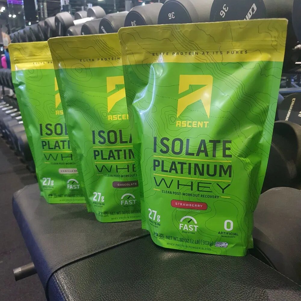 Isolate Platinum Whey, (Протеин Изолят), Ascent, 907гр, 29 порций клубника