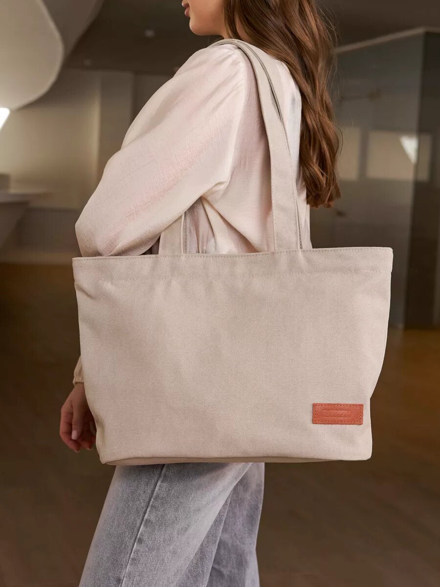 Сумка шоппер большая на плечо тканевая