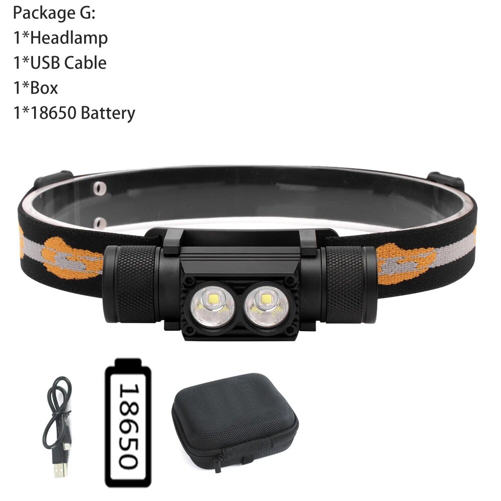 BORUiT D25 двойной светодиодный налобный фонарь Cold White Light, G