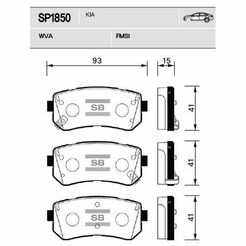 Колодки тормозные дисковые Hyundai Accent, KIA Rio 1.4i/1.6i 05> SP1850 Sangsin SP1850