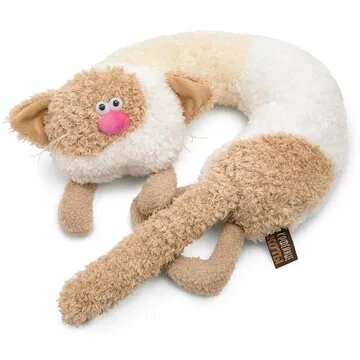 BUDI BASA Подушка дорожная с маской для сна Кот Латте Макиато “Сделаю все завтра“ 31 см