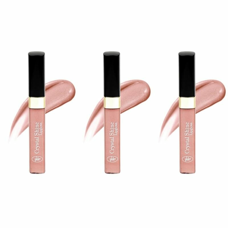 ТF Cosmetics Жидкая помада Cristal Shine Lipgloss, тон 09, мерцающий бежевый, 3шт