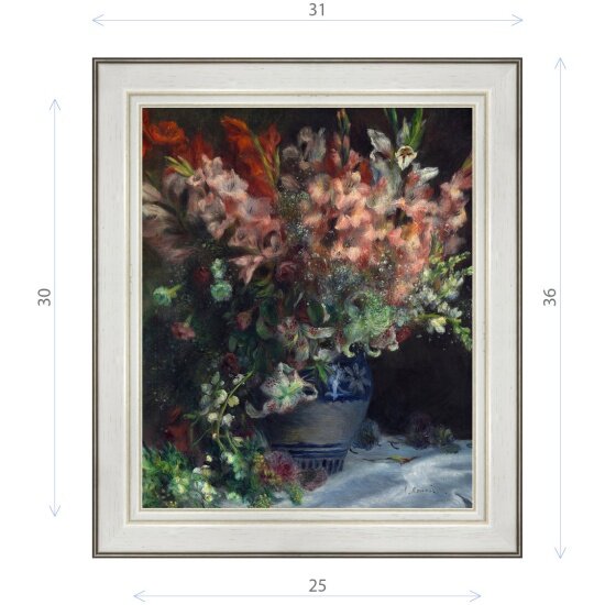 Картина Декор Депо Пьера Огюста Ренуара Гладиолусы в вазе Матовая бумага в раме без стекла 36х31 см