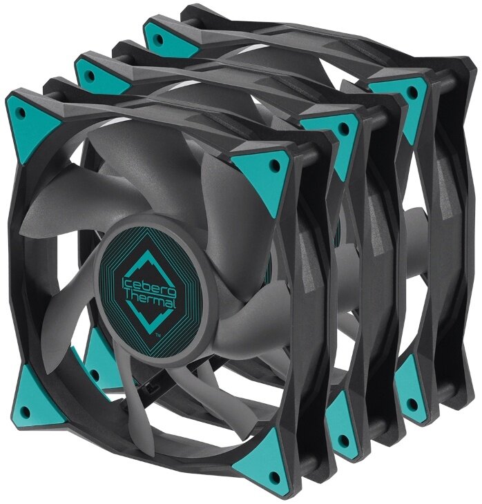 Вентилятор 120x120x25 iceberg IceGALE, PWM, BLACK, 500-1850rpm, 35dB(M), 0.20A, 3шт