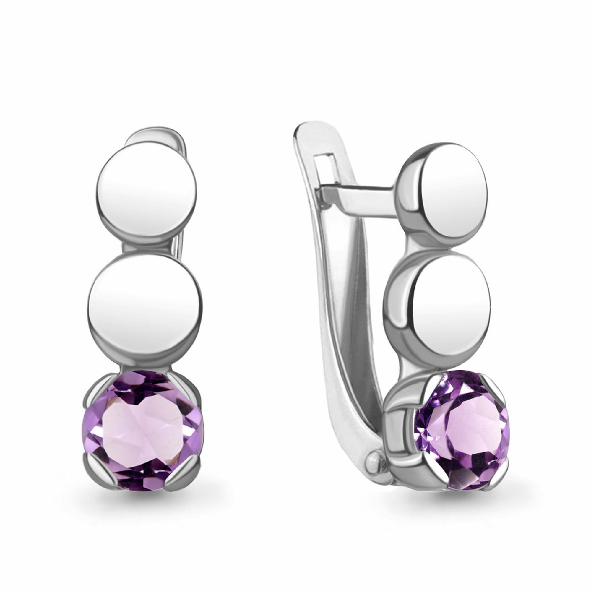Серьги, серебро, 925 проба, родирование, аметист
