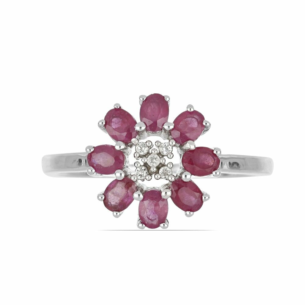 Кольцо, серебро, 925 проба, родирование, рубин