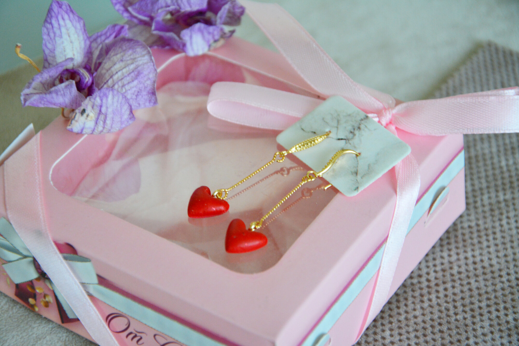 Серьги с подвесками, полимерная глина