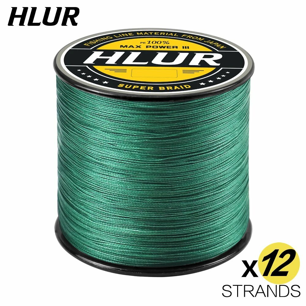 HLUR 12-жильная плетеная леска 1000/500/300 м для морской рыбалки 300M-X12-2.0-45LB, Green