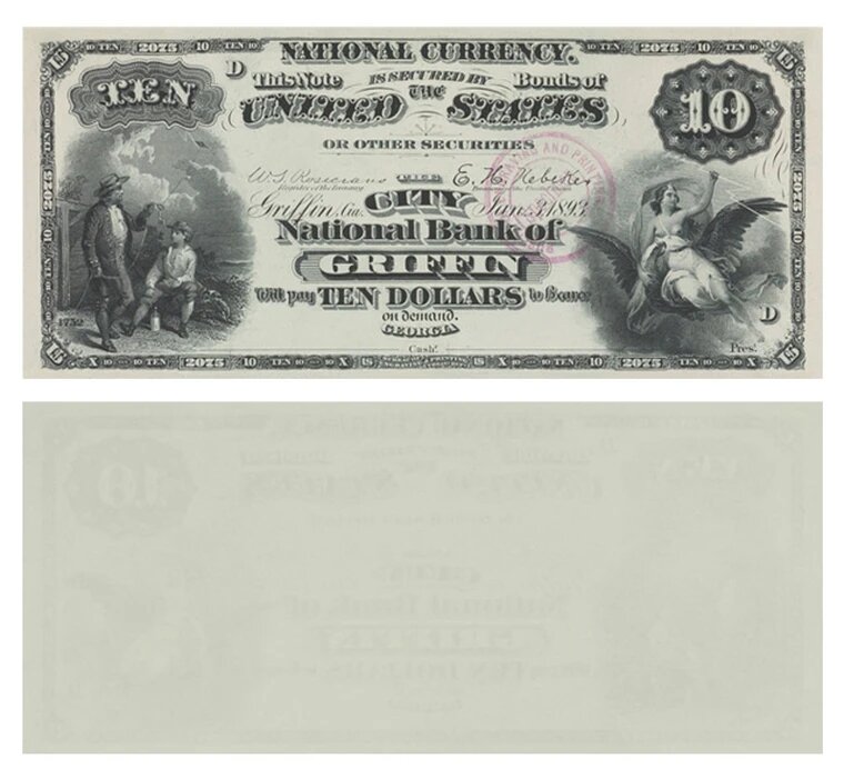 10 долларов 1893 Джорджия США, Griffin, сувенирная копия, банкноты и купюры редкие коллекционные