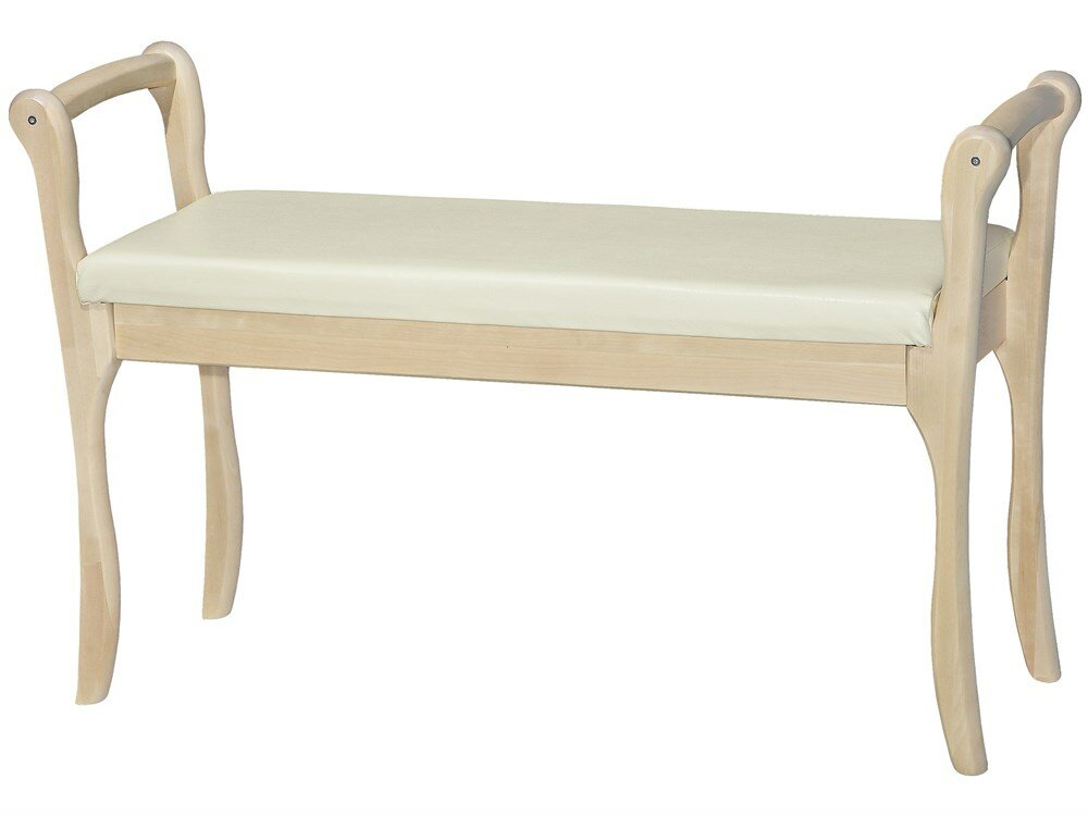 МБЛ Скамья для прихожей с подлокотниками мягкая, экокожа крем, каркас лак экокожа крем, лак прозразчный