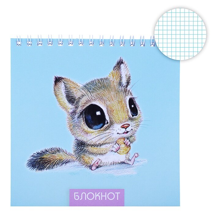 Блокнот Феникс 140х140 мм, "Белочка" 60 листов, переплет-гребень сверху, обложка-мелованный картон (48071)