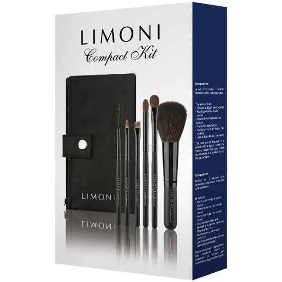 Набор кистей для макияжа Limoni COMPACT KIT 6 предметов, в чехле