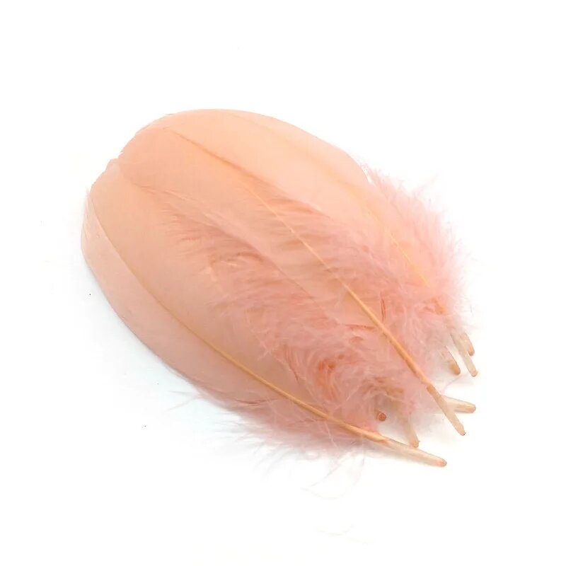 Розовые перья гусиные 13-18см, 50шт, shell pink feathers