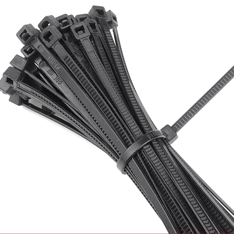 Кабельные стяжки Самоблокирующиеся нейлоновые кабельные стяжки Пластиковые шнуры для упаковки Органайзер на молнии Натяжение Черно-белые кабельные стяжки Крепежные кольца