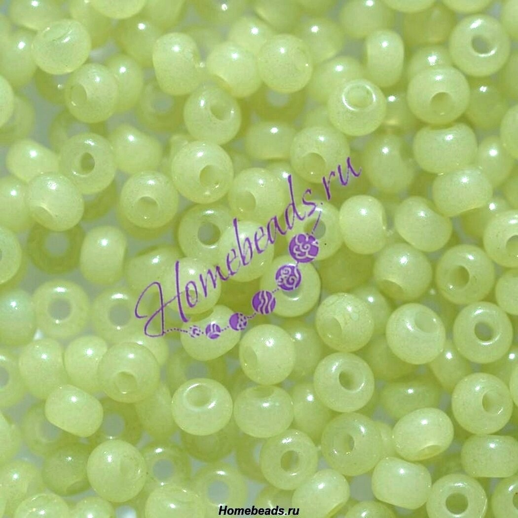 Бисер Чехия Preciosa, 02253, стекло, алебастр сольгель, 10/0, круглое отверстие, 50 г, зелёный