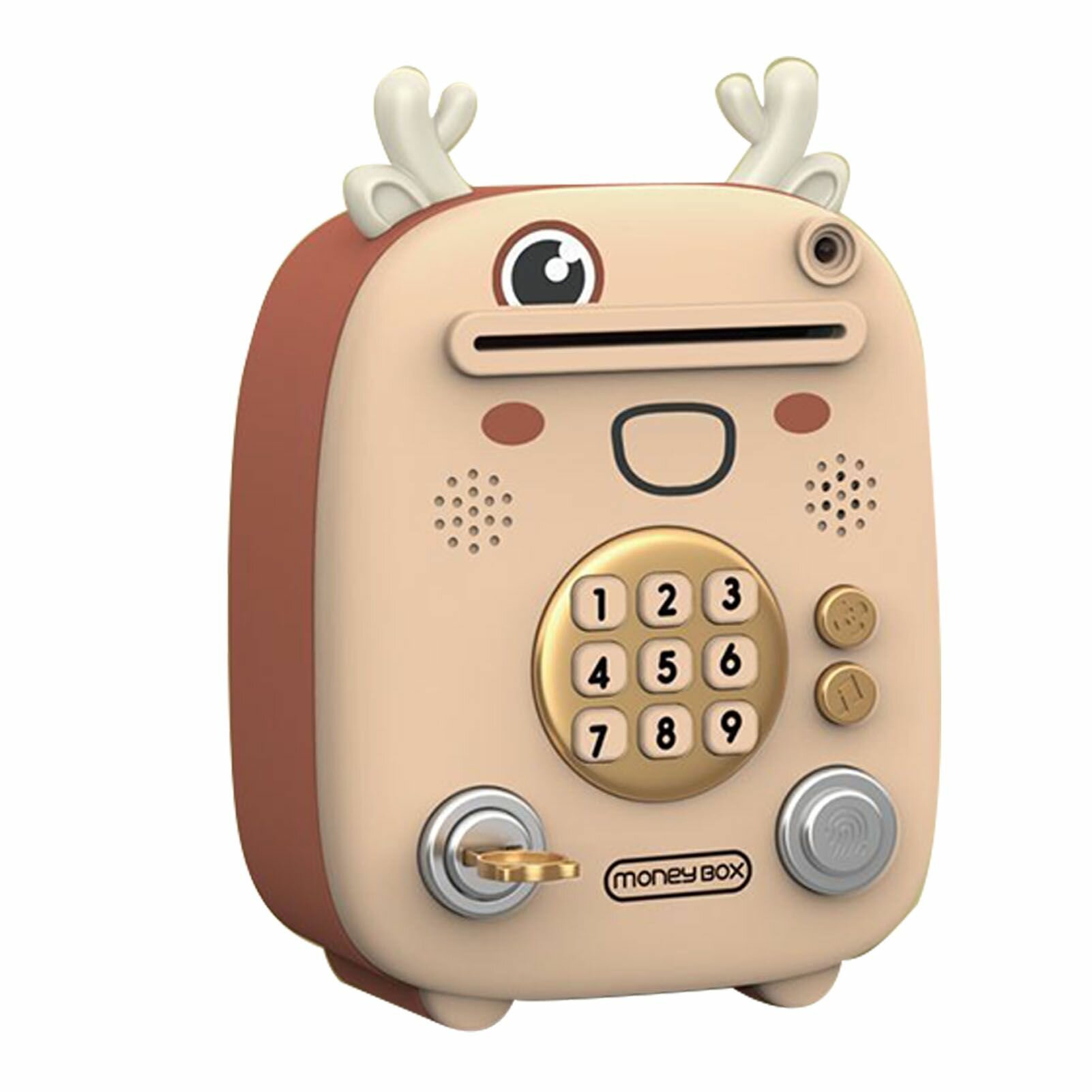 Мини-электронная копилка с замком по отпечатку пальца, распознаванием лиц, музыкой и светом, коробкой для хранения денег для детей, мальчиков и девочек, дизайном Little Deer